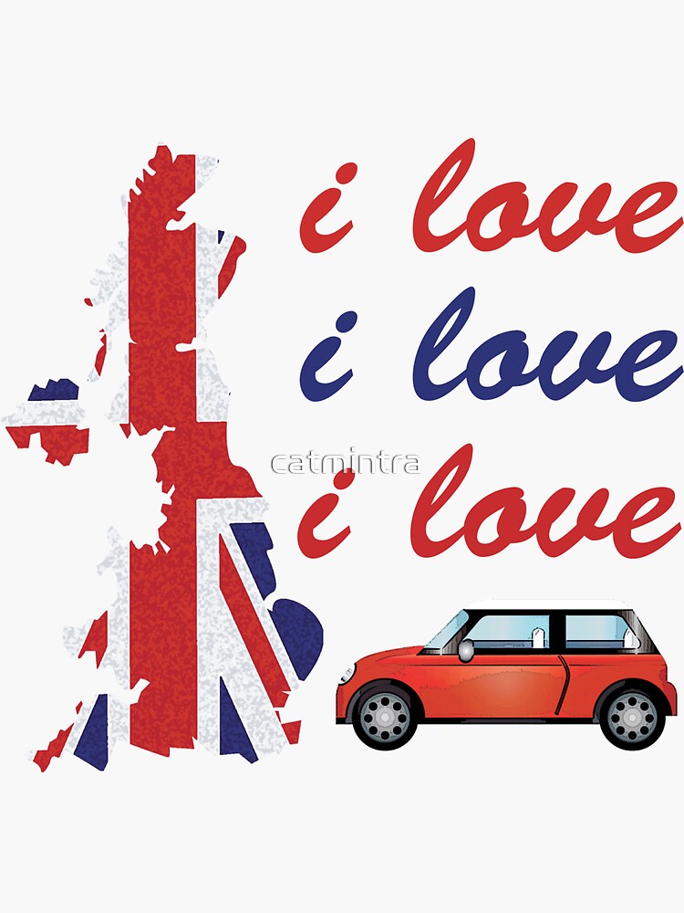 "Red Classic Mini Car" Sticker by catmintra | Redbubble