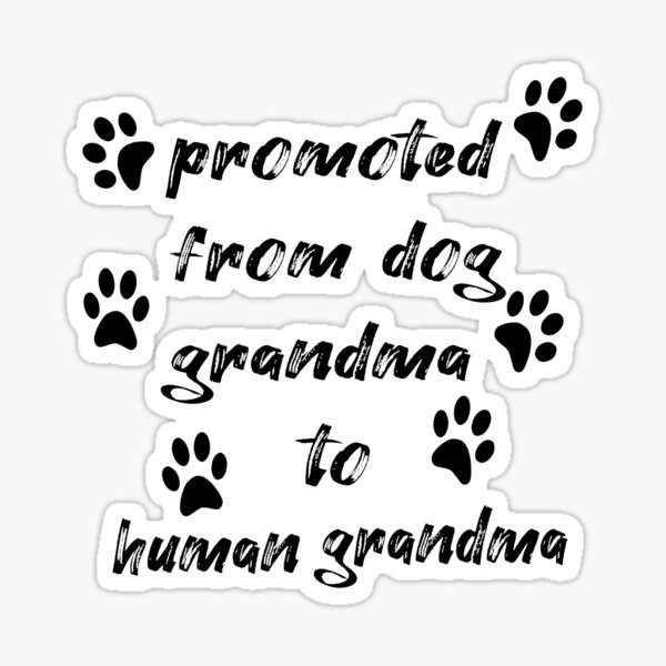 "PROMOTED FROM DOG GRANDMA TO HUMAN GRANDMA " Sticker for Sale by ...