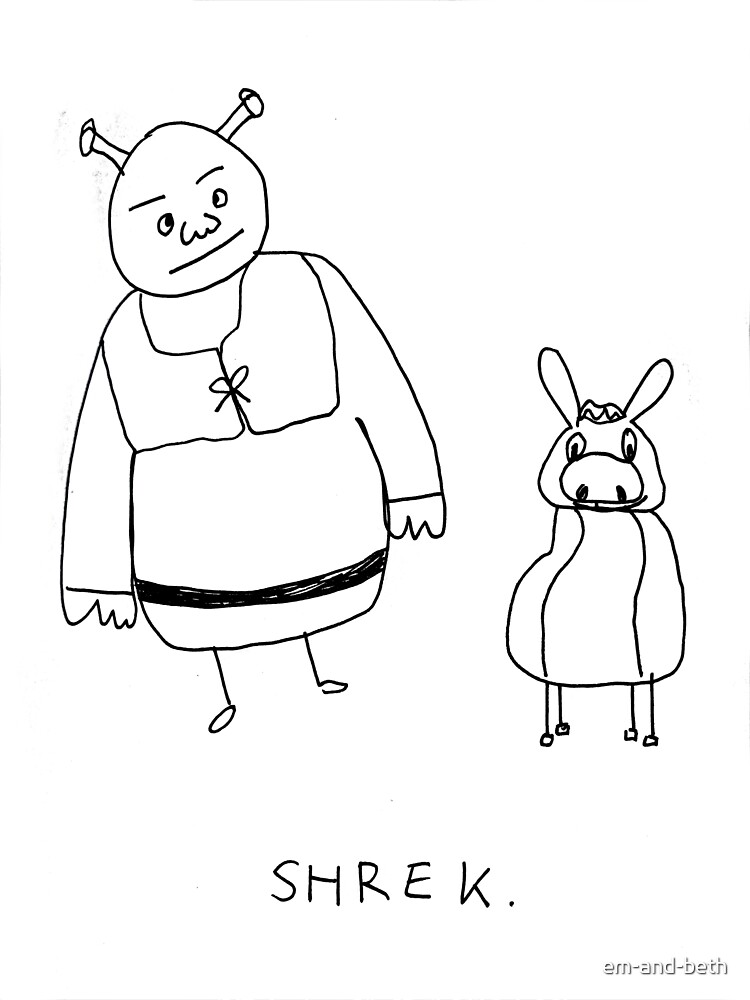 "badly drawn shrek and donkey" Sticker by em-and-beth | Redbubble