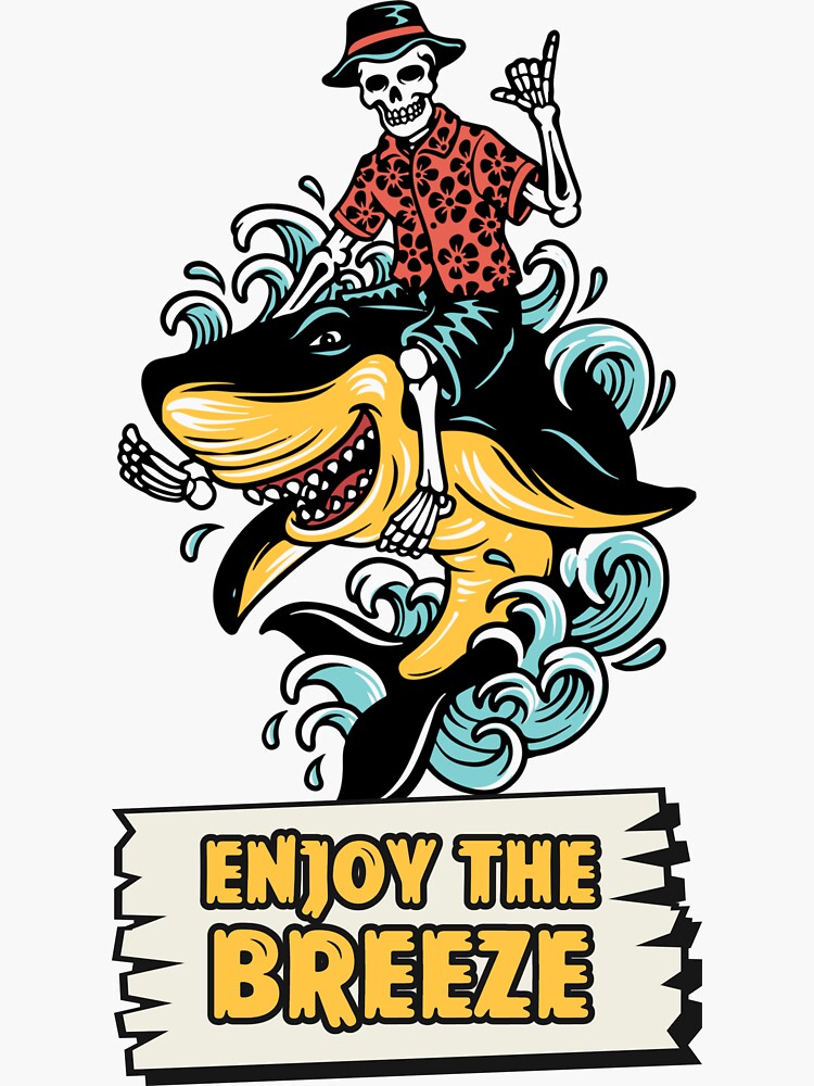 "Skeleton riding a shark" Sticker for Sale by TAMBUGH | Redbubble