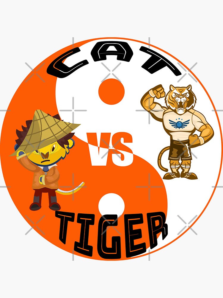 "Cat vs Tiger - A Yin Yang Duel of Cat Family" Sticker for Sale by my ...