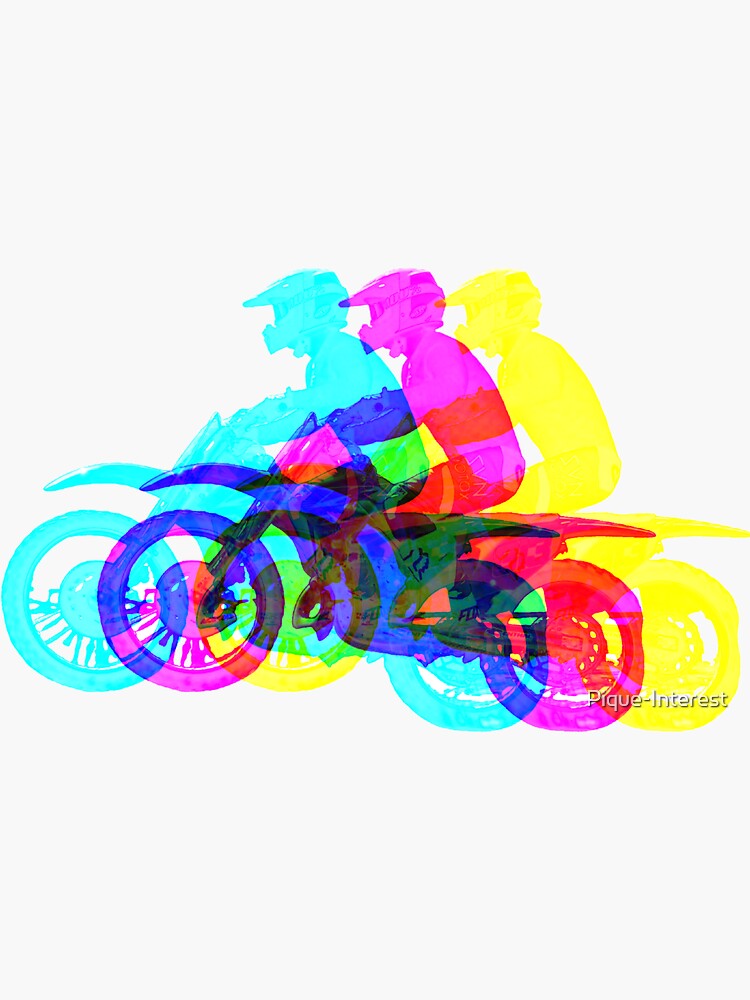 "Glitch Dirt Bike Rider Design" Sticker for Sale by Pique-Interest ...