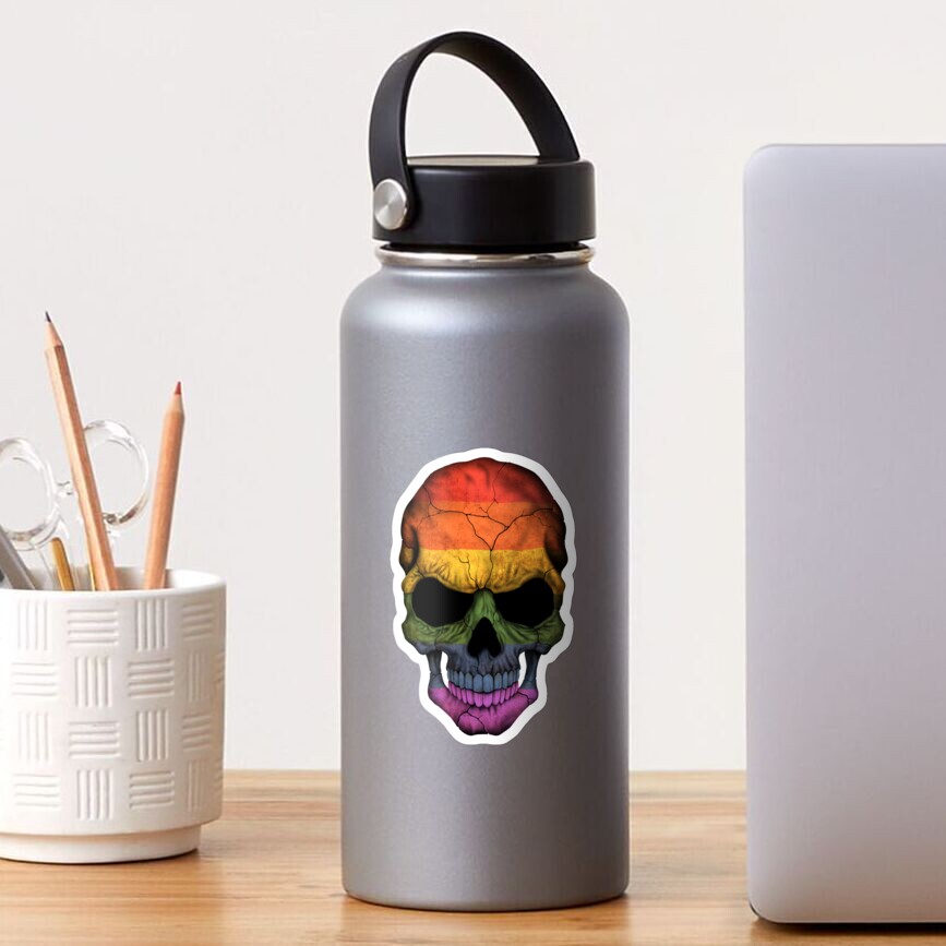 "Gay Pride Rainbow Flag Skull" Sticker for Sale by JeffBartels | Redbubble