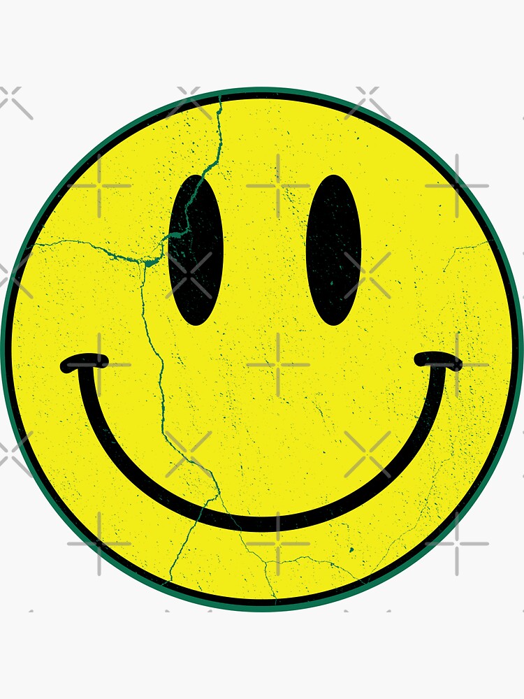 "Vintage Rave Smiley Face" Sticker by AcidTed | Redbubble