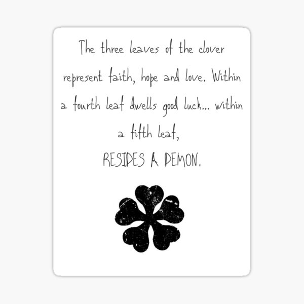 "Black Clover - Five Leaf Clover" Sticker for Sale by BioNeoPanda ...