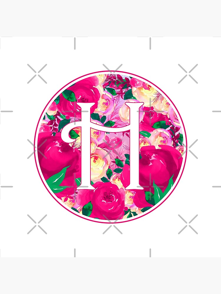 Lienzo «El monograma del círculo de la acuarela de la flor rosada de la ...