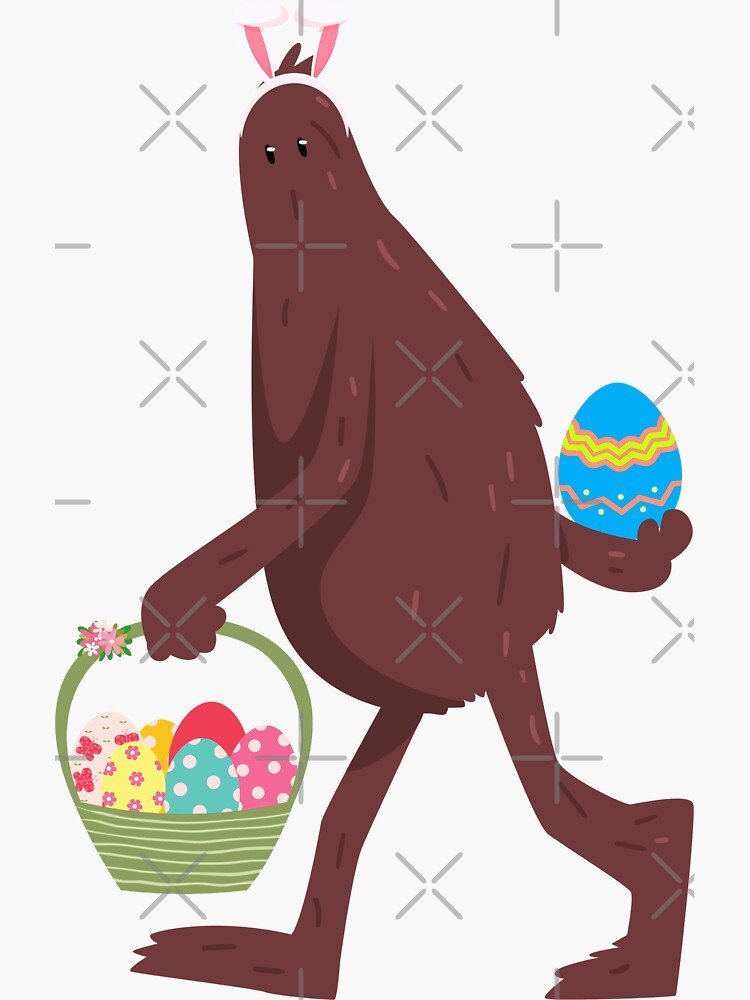 "Easter Bunny Bigfoot Sasquatch Egg Hunt" Sticker for Sale by ...