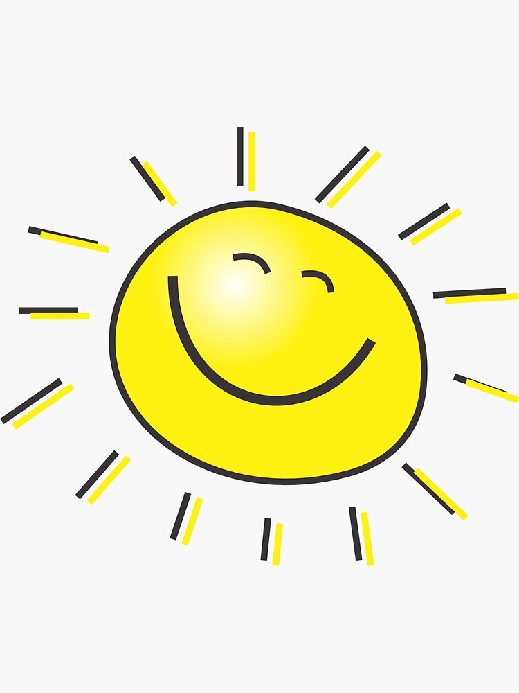 "Smiling happy Sun" Sticker for Sale by smellcatty | Redbubble