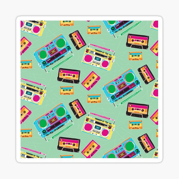 "80's Music Boombox and Cassette tapes" Sticker by RenegadeBhavior ...