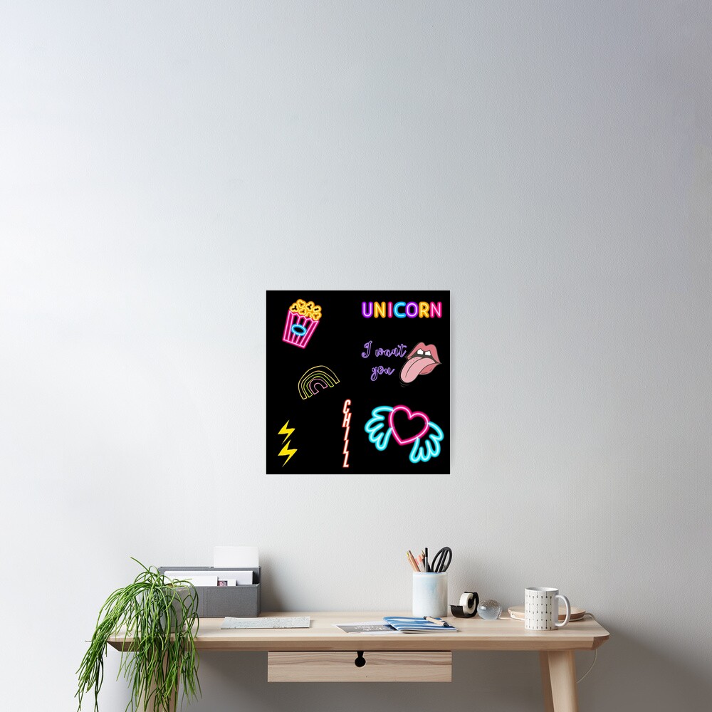 "NEON STICKER PACK, AESTHETIC STICKERS" Poster by sanchidora26 | Redbubble