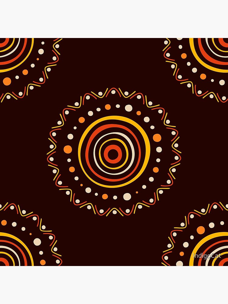 "Australische Aborigine-Farbverzierung mit Kreisen, krummen Streifen ...