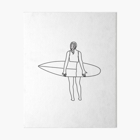 "Surfboard Line Drawing, Surf Illustration, Surf One Line Art" Art ...