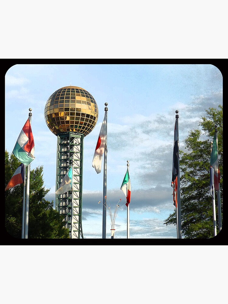"Sunsphere and Flags at World's Fair Park" Sticker for Sale by Imagems ...