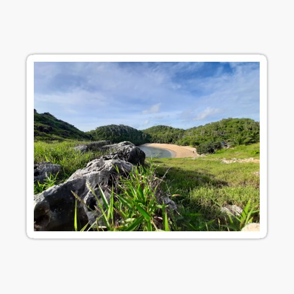 "Hidden paradise lake lagoon sand beach" Sticker by kall3bu | Redbubble