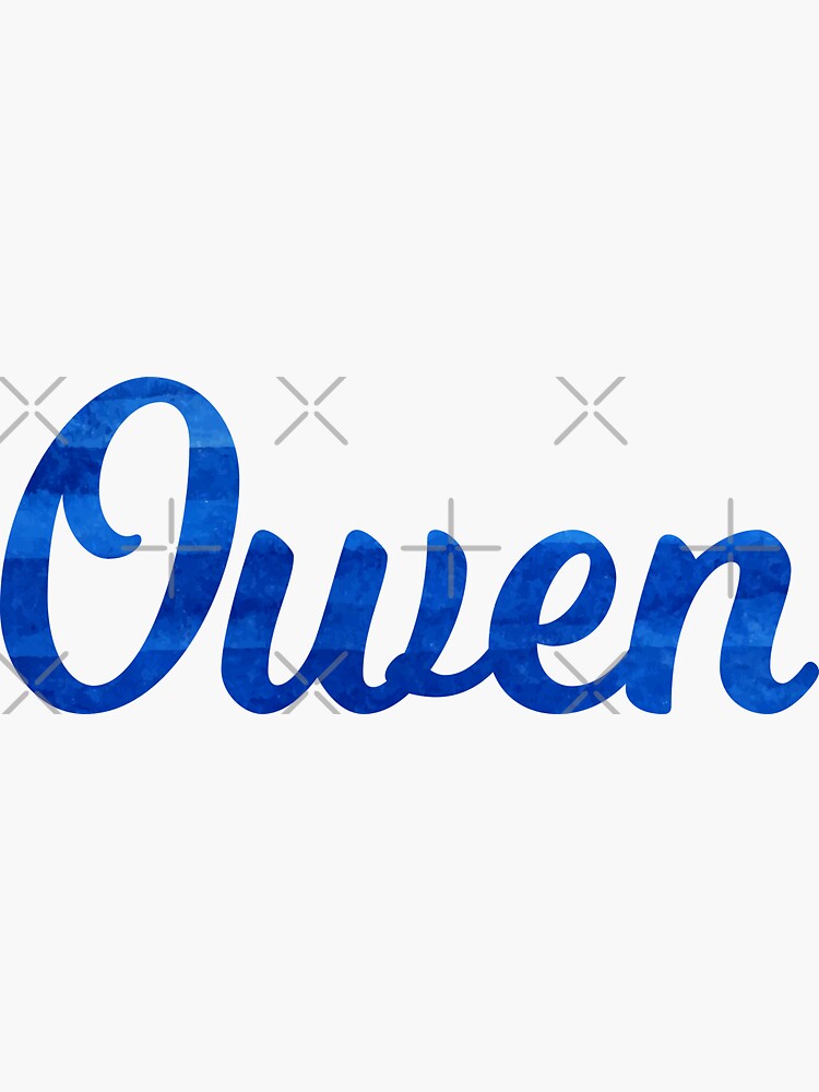 "Owen boys name blue watercolor design" Sticker for Sale by ComicKitsch ...