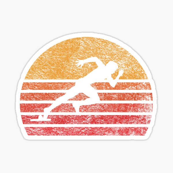 "Sprinter Runner Silhouette on Red Retro Vintage Sunset / Sunrise ...