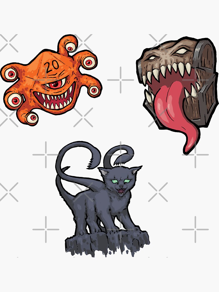 "D&D Monster Sticker Pack Mix (Beholder, Mimic, Displacer Beast ...