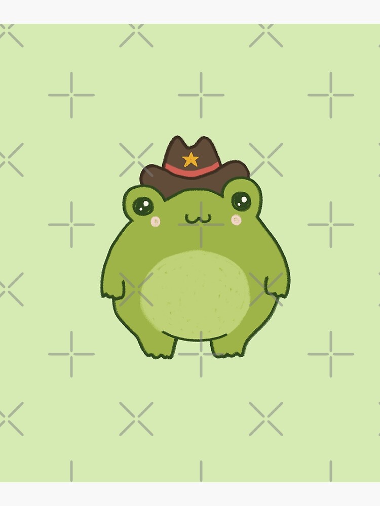 "Cute Frog with Cowboy Hat Sheriff - Kawaii Cottagecore Aesthetic ...
