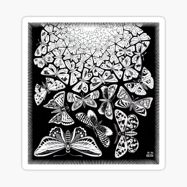 "Escher - Butterflies" Sticker for Sale by Pikokk | Redbubble