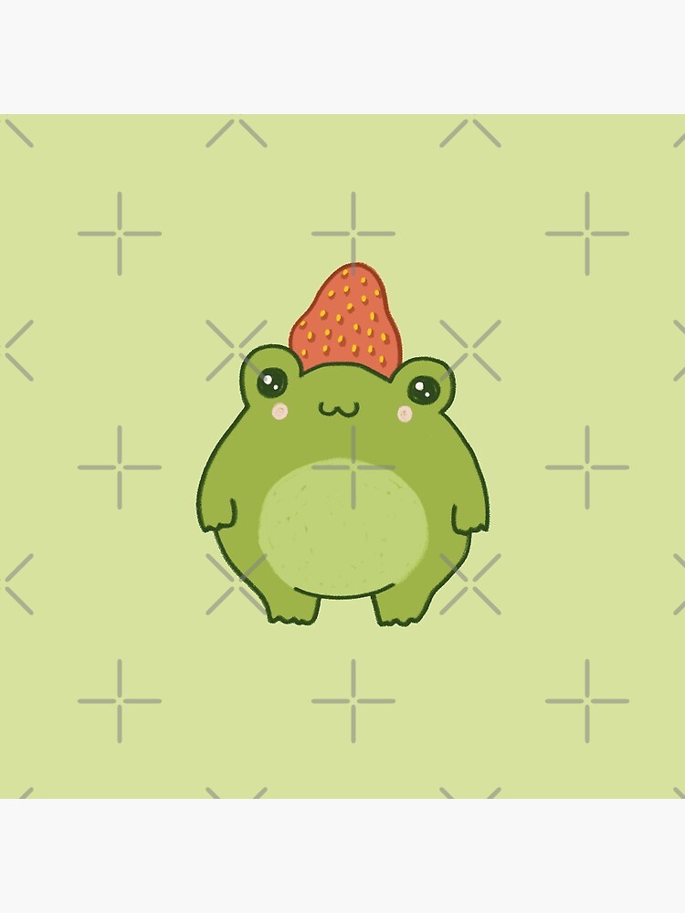 "Cute Strawberry Frog Pastel Kawaii Cottagecore Aesthetic - Chubby ...