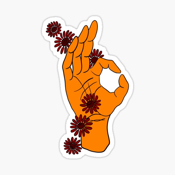 "orange hand gesture ok sign" Sticker by LexxyDraw | Redbubble