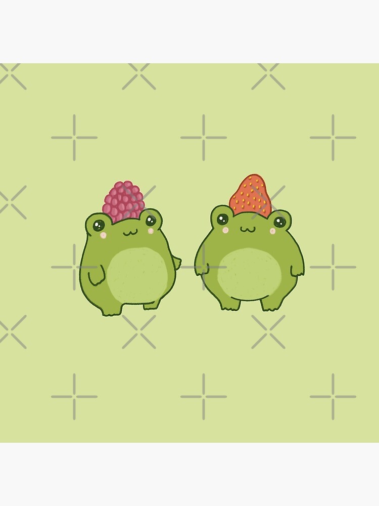 "Cute Strawberry Raspberry Hat Frog Friends - Kawaii Cottagecore ...