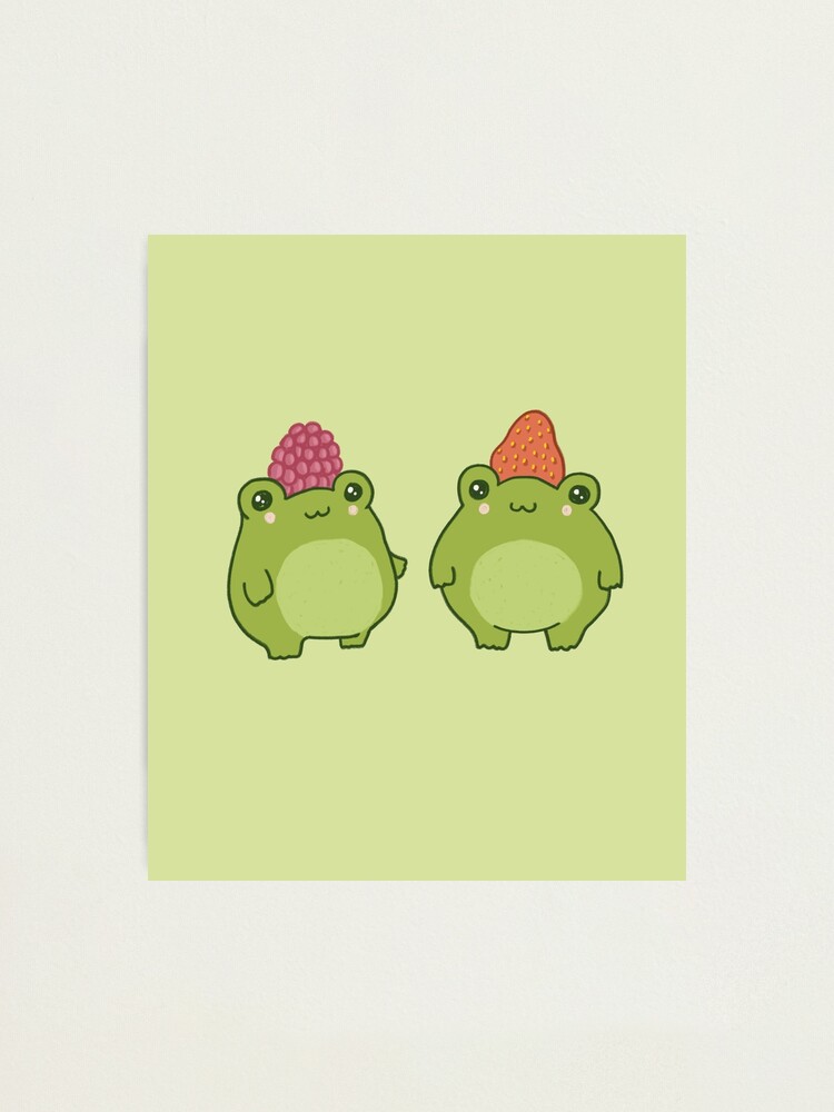 "Cute Strawberry Raspberry Hat Frog Friends - Kawaii Cottagecore ...