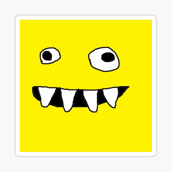 "yellow idiot smile with random position of eyes" Sticker by Mad-Boy ...