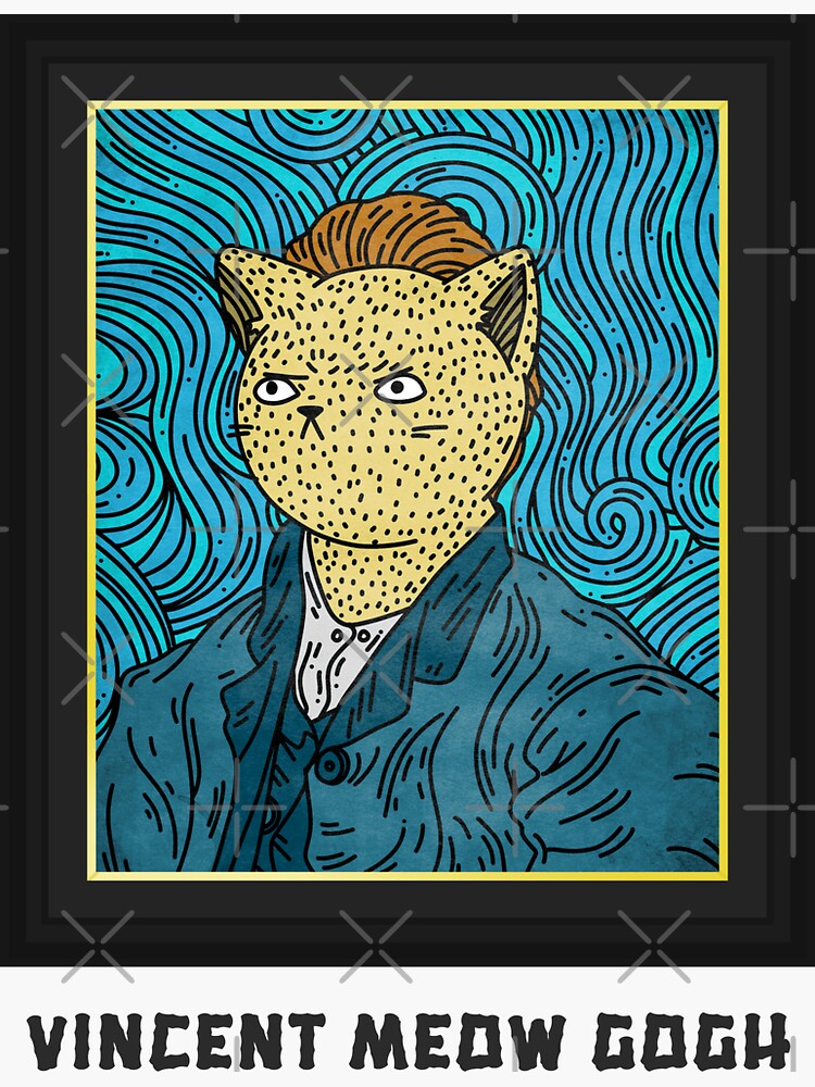 "Vincent Meow Gogh" Sticker by Benhajjjou | Redbubble