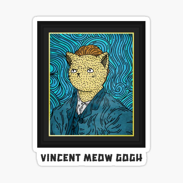"Vincent Meow Gogh" Sticker by Benhajjjou | Redbubble