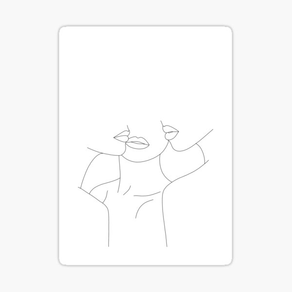 "Three women line drawing illustration - Leila" Sticker for Sale by ...