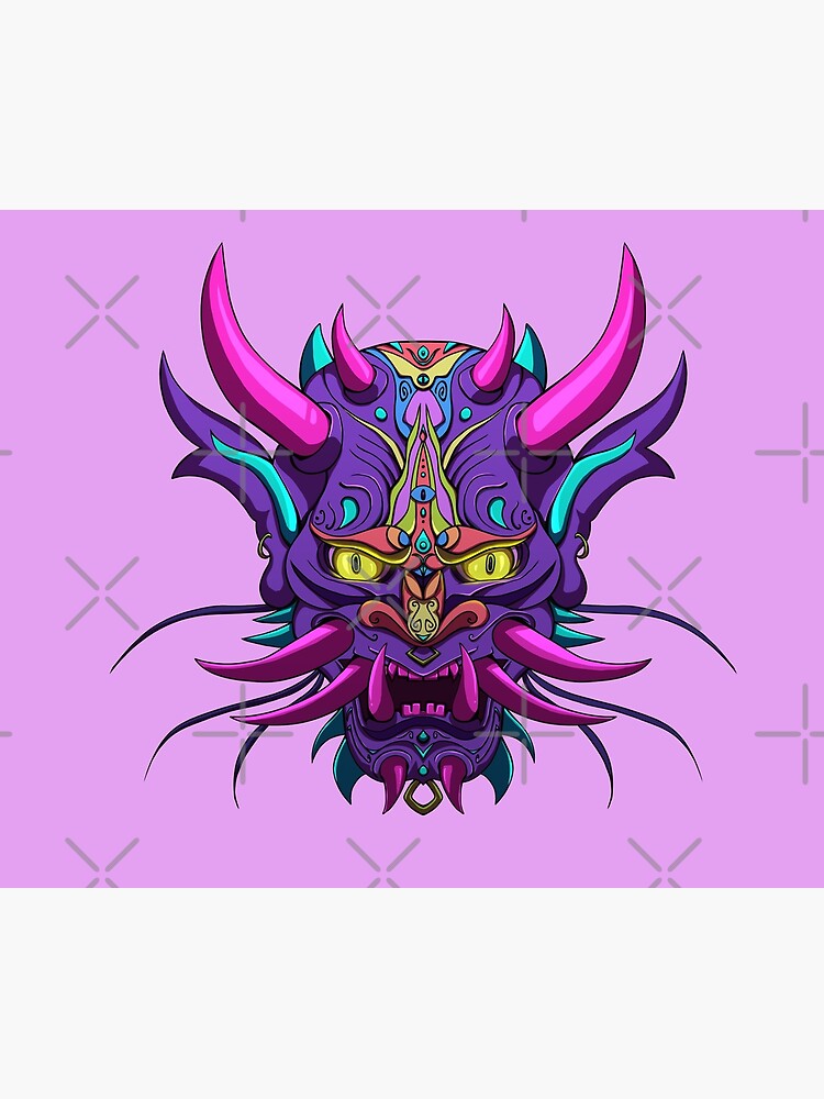 Lámina fotográfica «Máscara de neón Oni» de Disegniniscemi | Redbubble