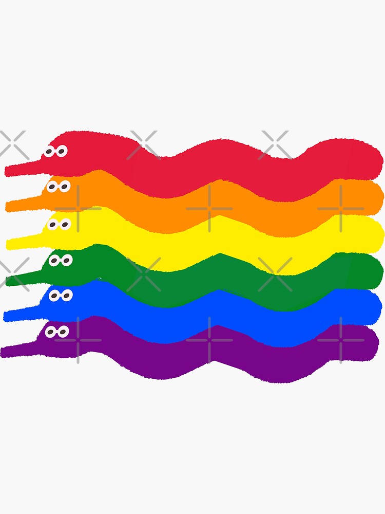 "Pride Flag Worm On A String" Sticker for Sale by WebApparel | Redbubble
