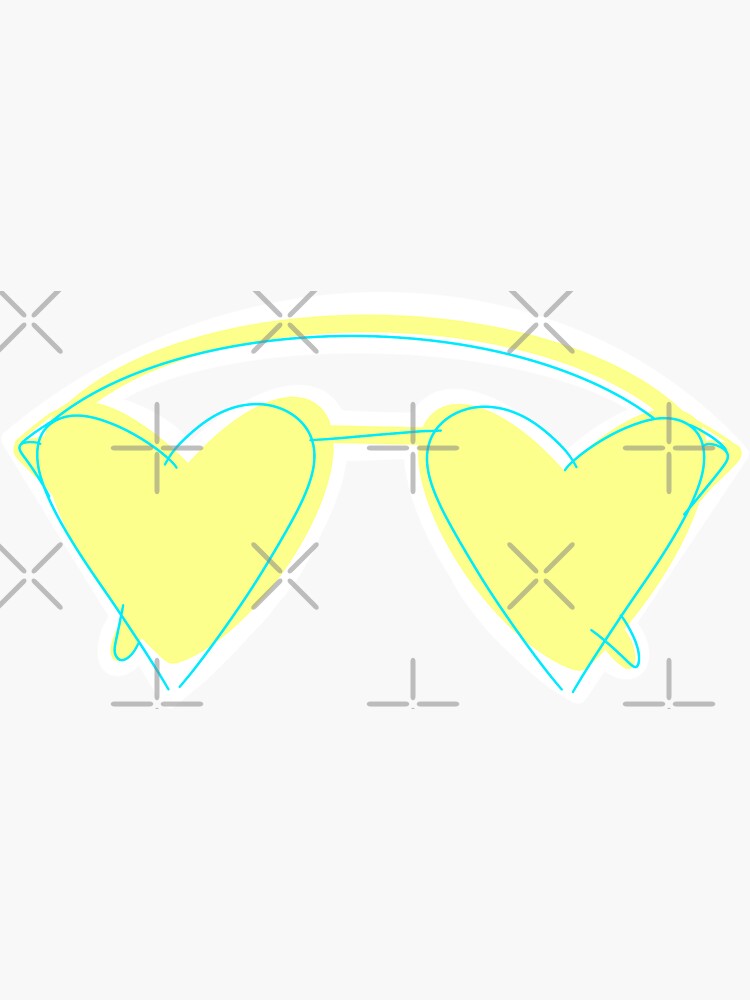 "Preppy Heart Yellow and Blue Sunglasses Sticker" Sticker for Sale by ...