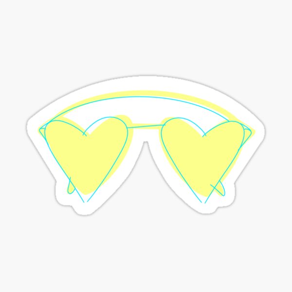 "Preppy Heart Yellow and Blue Sunglasses Sticker" Sticker for Sale by ...