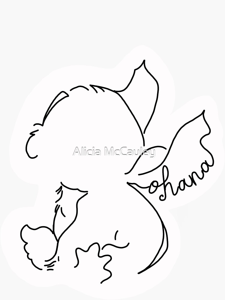 "Stitch/Ohana Line Art" Sticker for Sale by AliMac2468 | Redbubble