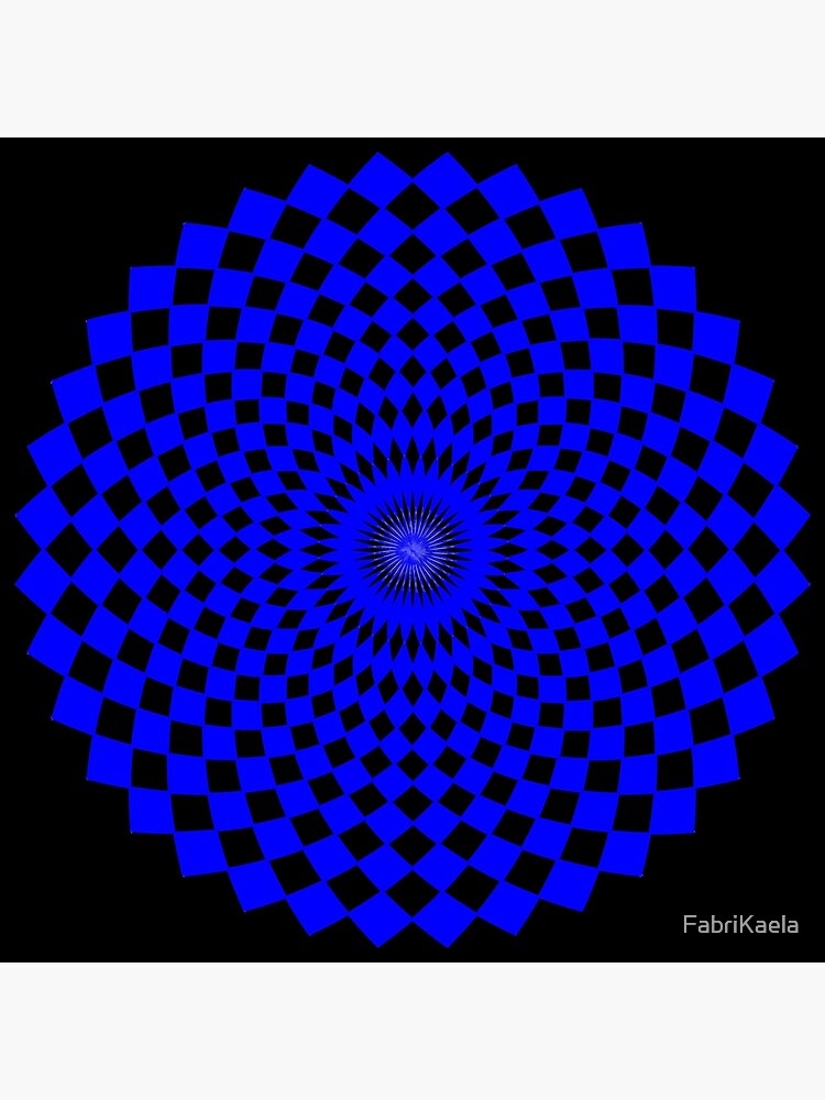 "Sunflower Spiral Clockwise/Anti-clockwise Blue/Black Checkered" Poster ...