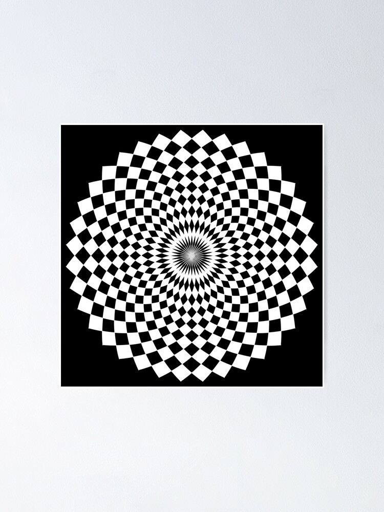 "Sunflower Spiral Clockwise/Anti-clockwise Black/White Checkered ...
