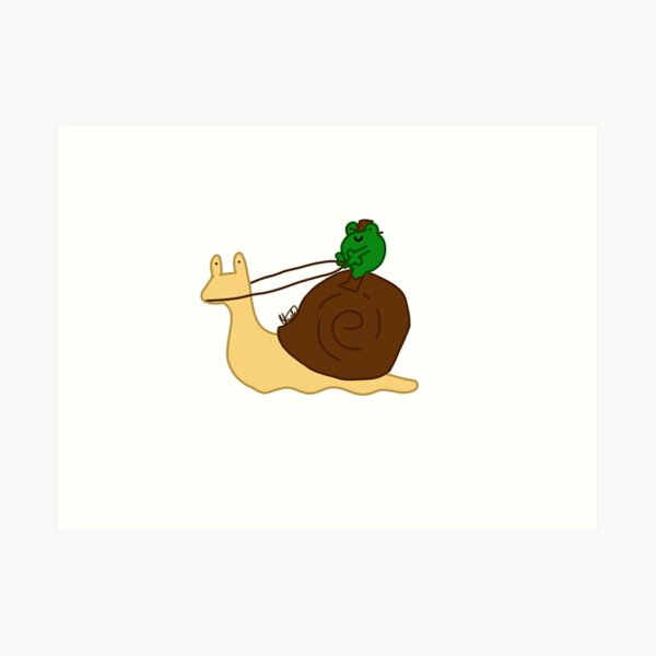 "cowboy frog riding snail (coloured line art)" Art Print by ...
