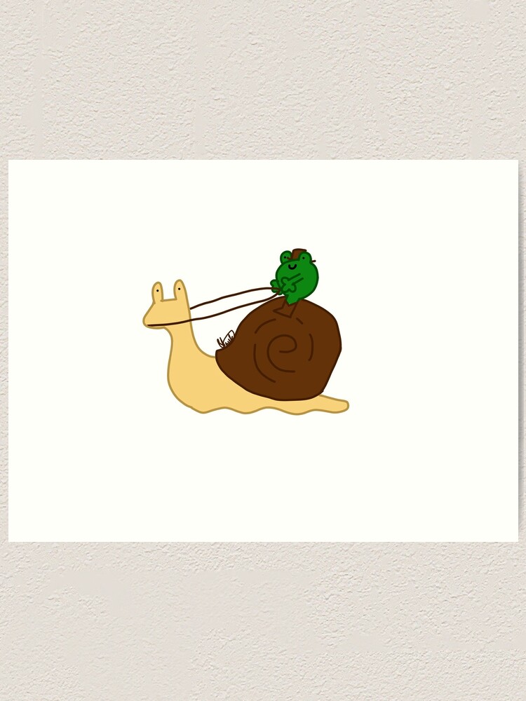 "cowboy frog riding snail (coloured line art)" Art Print by ...