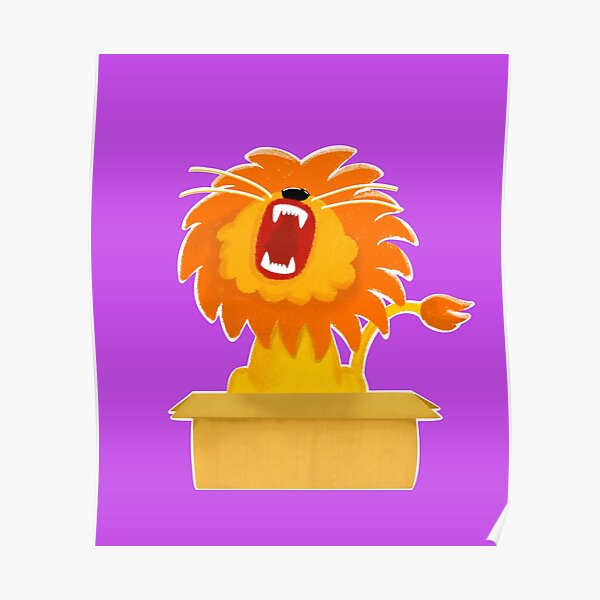 "Cute lion in a box" Poster for Sale by SusanaDesigns | Redbubble