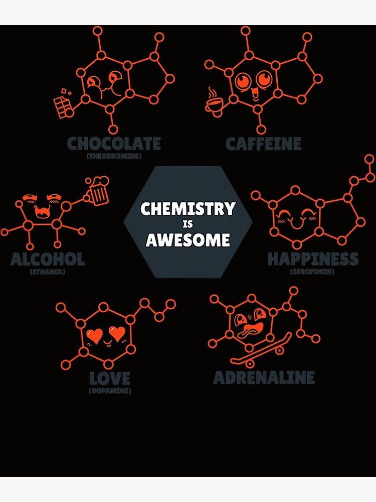 "CHEMISTRY IS AWESOME Chemical Formulas Alcohol Caffeine Meme" Poster ...