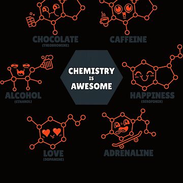 "CHEMISTRY IS AWESOME Chemical Formulas Alcohol Caffeine Meme" Sticker ...