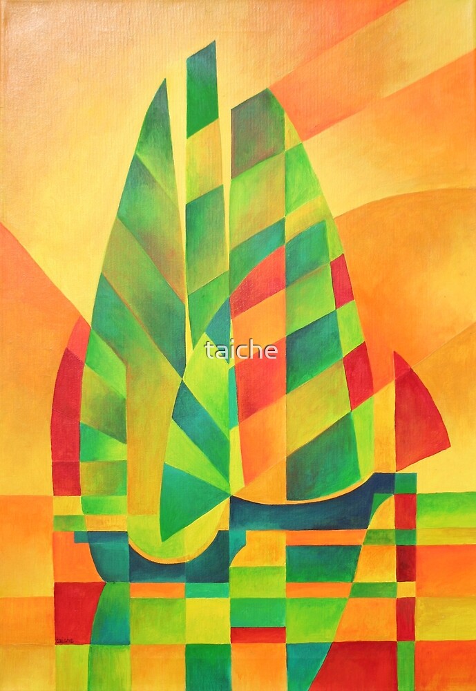 "Chinese Junks, Sunset, Sails and Shadows Bold Cubism" by taiche ...