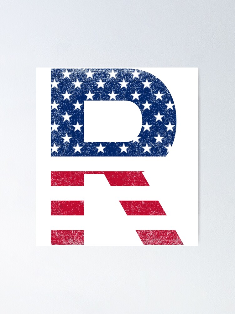 Póster «Regalo Vintage Letra R Capital Alfabeto Bandera Americana R» de ...