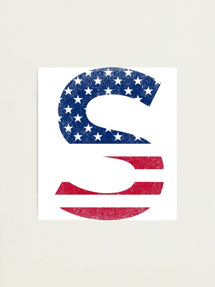 "Vintage Letter S Capital Alphabet American Flag S Gift" Photographic ...
