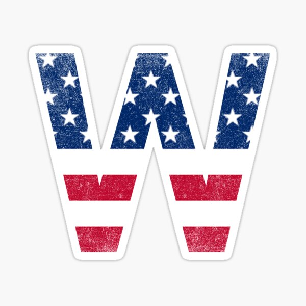 "Vintage Letter W Capital Alphabet American Flag W Gift" Sticker for ...