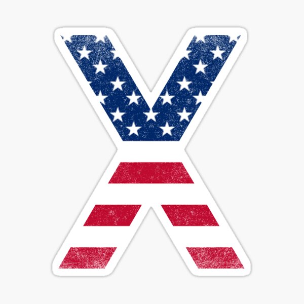 "Vintage Letter X Capital Alphabet American Flag X Gift" Sticker for ...