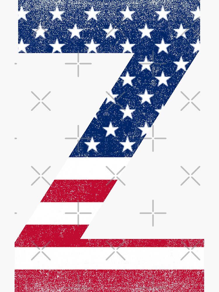 "Vintage Letter Z Capital Alphabet American Flag Z Gift" Sticker for ...