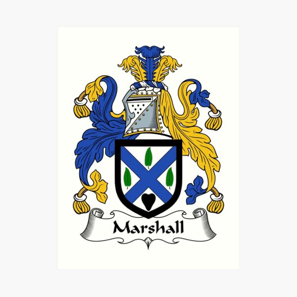 "Marshall Coat of Arms / Marshall Family Crest" Art Print by ...